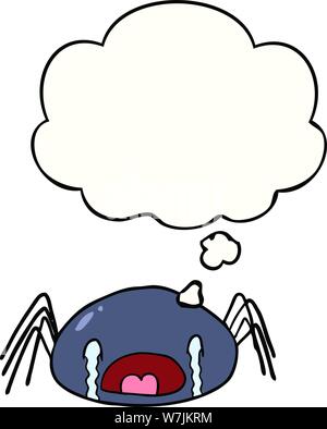 cartoon crying spider with thought bubble as a printed sticker Stock ...