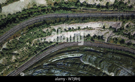 Aerial view of the Fushun East Open-Pit Coal Mine in Fushun city ...