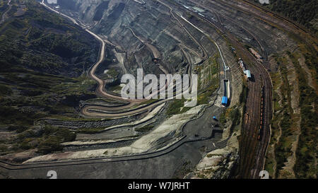 Aerial view of the Fushun East Open-Pit Coal Mine in Fushun city ...