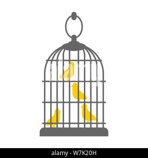 Bird in cage isolated. Symbol of bondage. vector illustration Stock ...
