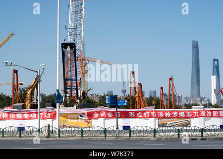 View of the construction site of the BRICS New Development Bank (NDB ...