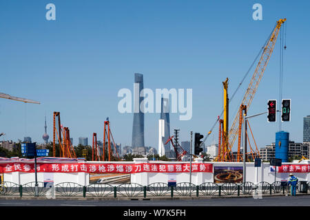 View of the construction site of the BRICS New Development Bank (NDB ...