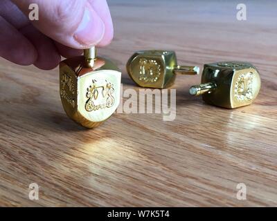 dreidel the traditional Jewish toy, a spinning top used for Hanukkah ...