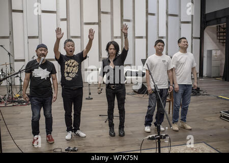 Chinese rock band Black Panther at rehearsals ahead of a concert to ...