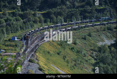 Aerial view of the Fushun East Open-Pit Coal Mine in Fushun city ...