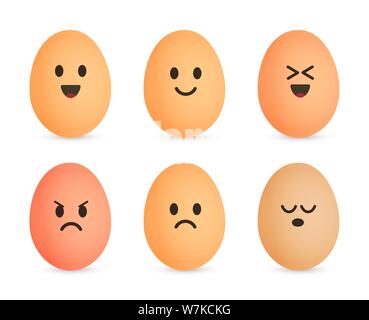 Easter eggs emoji set. Cute funny emotional icons. Happy emoticons ...