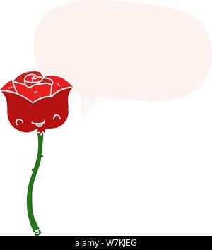 cartoon rose with speech bubble in retro texture style Stock Vector ...