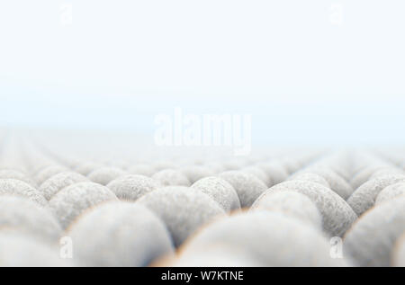 A microscopic close up view of a simple woven textile on a white ...