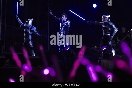 Taiwanese singer Jay Chou performs at the 'The Invincible' Jay Chou ...