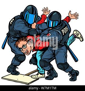 Police detain a protester, the violence against the opposition Stock ...