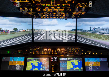 A flight simulator of China's first large passenger jet C919 is ...