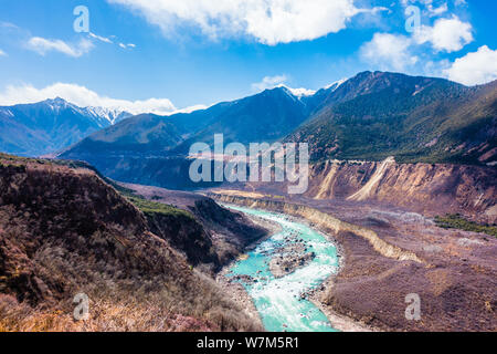 --FILE--Aerial view of the Yarlung Tsangpo Grand Canyon or Yarlung ...