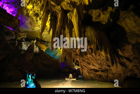Inside view of the world's longest submerged cavern system Benxi ...