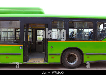 Side profile of a DTC bus, Delhi, India Stock Photo - Alamy