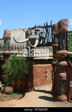 Entrance to Shakaland Zulu Cultural Village, Eshowe, Kwazulu Natal ...