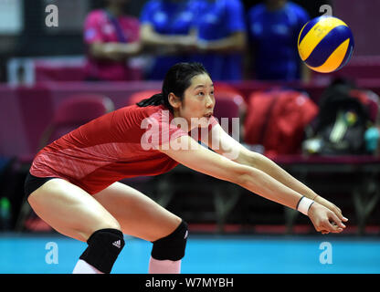 Zhu Ting of China takes part in a training session for the Pool G1-Group 1 match during the FIVB ...