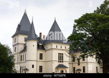 Beautiful renovated Andrassy Castle In Tiszadob, Hungary Stock Photo ...