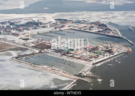 aerial view of Borkum harbour, Germany, Lower Saxony, Borkum Stock ...