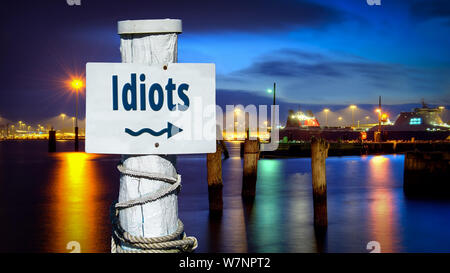 Street Sign the Direction Way to Idiots Stock Photo - Alamy