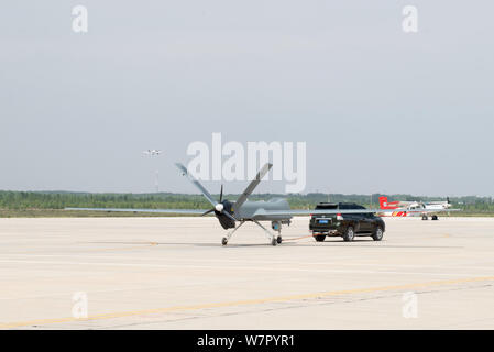 CASC Rainbow, CH-4, an unmanned aerial vehicle (UAV), is displayed ...