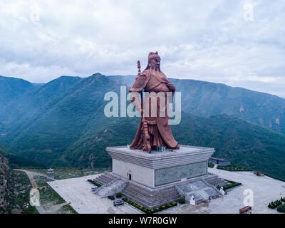 Aerial view of the giant statue of ancient Chinese general Guan Yu in ...