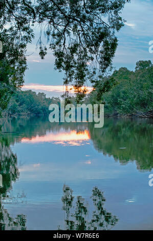 Australia, Northern Territory, Mary River National Park. A tourist on a ...