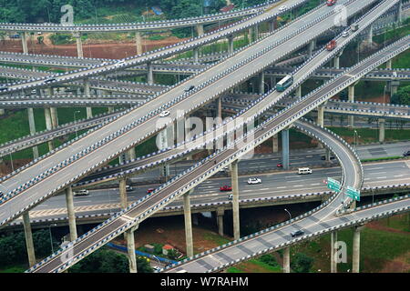 Aerial view of Huangjuewan Interchange in Chongqing, China, 10 February ...