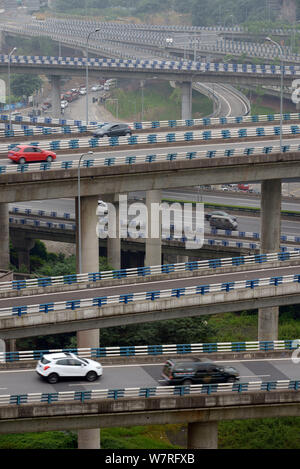 Aerial view of Huangjuewan Interchange in Chongqing, China, 10 February ...