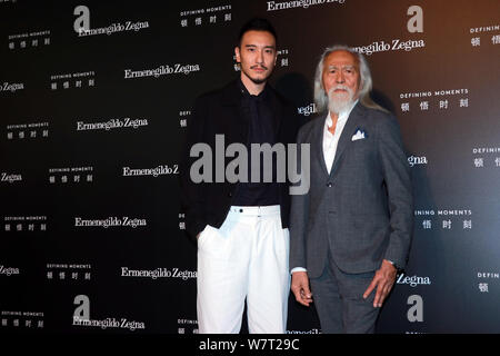 81-year-old Chinese model Wang Deshun poses as he arrives at the ...