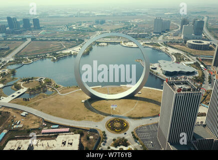 Aerial view of a gigantic steel loop dubbed the "Ring of Life" in ...
