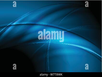 Dark blue and black elegant corporate waves background. Material vector ...