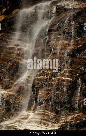 Waterfall in the Modi River valley in the Annapurna range of the ...