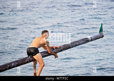 Xghajra, Malta - August 3, 2019: Traditional Maltese game of Gostra ...