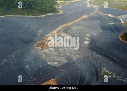 Aerial view of Shenzhen's largest landfill site, Xiaping Solid Waste ...