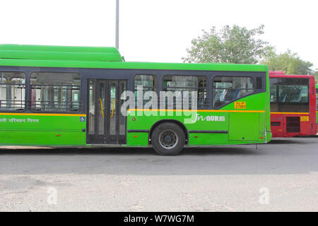 Side profile of a DTC bus, Delhi, India Stock Photo - Alamy