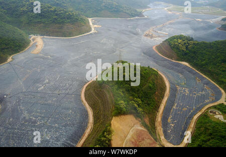 Aerial view of Shenzhen's largest landfill site, Xiaping Solid Waste ...