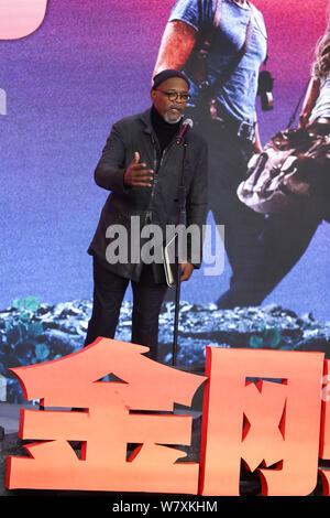 American actor Samuel L. Jackson attends the press conference for a ...