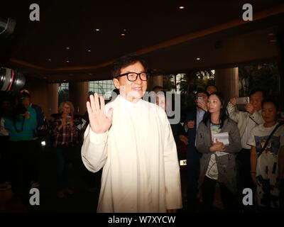 Hong Kong kungfu star Jackie Chan attends a press conference for "Run ...