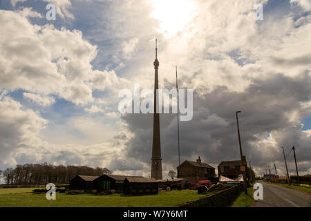 aerial view of Emley Moor transmitting station near Huddersfield, West ...
