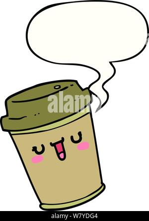 cartoon take out coffee with speech bubble Stock Vector Image & Art - Alamy