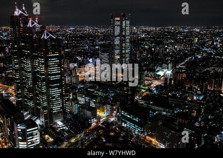 The bird's eye view of a part of Tokyo mega city from Tokyo Sky Tree ...
