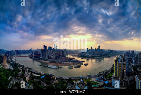 Yangtze River, left, and Jialing River, right, converge in southwest ...