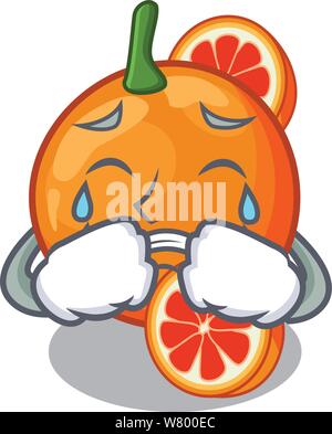 Grapefruit cartoon in character with sad expression. Vector ...