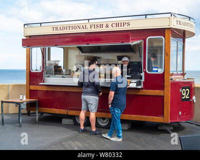 Mobile fish & chips van on the South Bank, London April 2019 UK Stock ...