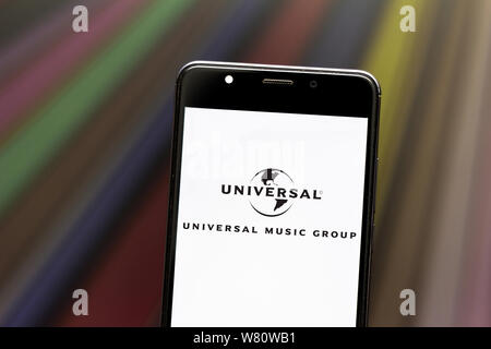 In this photo illustration, a Universal Music Group logo is seen ...