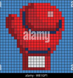 Red pixelated boxing glove with distinct squares Stock Vector Image ...