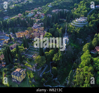 Gardone Riviera, Brescia, Lombardy, Italy - 08/03/2019: Aerial view of the Vittoriale degli ...