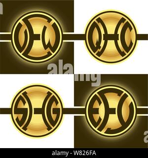 QHC circle letter logo design with circle and ellipse shape. QHC ...