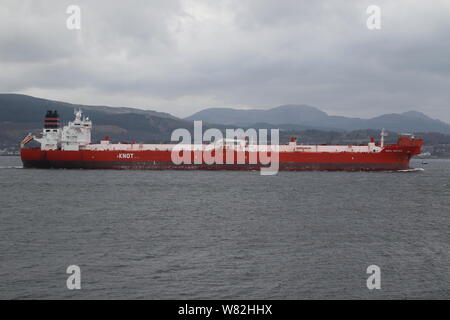 Bodil Knutsen, an oil tanker operated by Knutsen OAS Shipping, passing ...