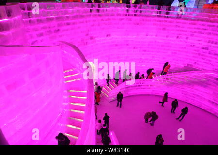 Tourists visited the Harbin Ice-Snow World on trial run in Harbin City ...